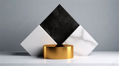금색과 검은색 기하학적 모양을 갖춘 흰색 대리석 연단 놀라운 3d 렌더링 배경 대리 배경 연단 배경 금 배경 이미지 Hd 대리 연단 금 배경 사진 무료 다운로드