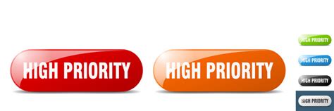 High Priority Red Round Flat Isolated Push Button Vector Image