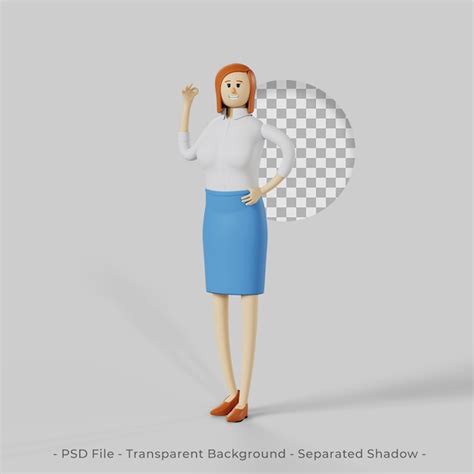 Premium Psd 3d Character Of Business Woman With Okay Hand Gesture