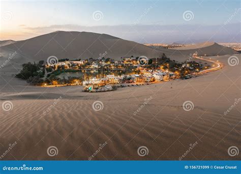 Huacachina At Sunset From Dunes Stock Image Image Of Landscape