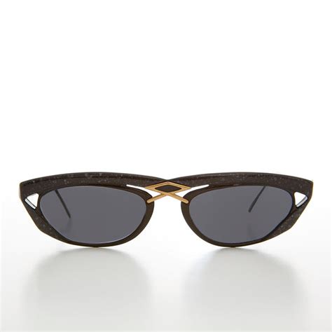 Rectangular 80s Sunglass With Gold Accents Duran Sunglass Museum