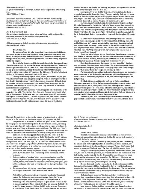 Purpose Driven Life 120121 Pdf God Meaning Of Life