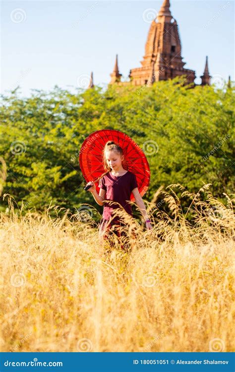 Young Girl In Bagan Myanmar Stock Image Image Of Site Temple 180051051