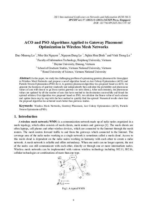 Pdf Aco And Pso Algorithms Applied To Gateway Placement Optimization