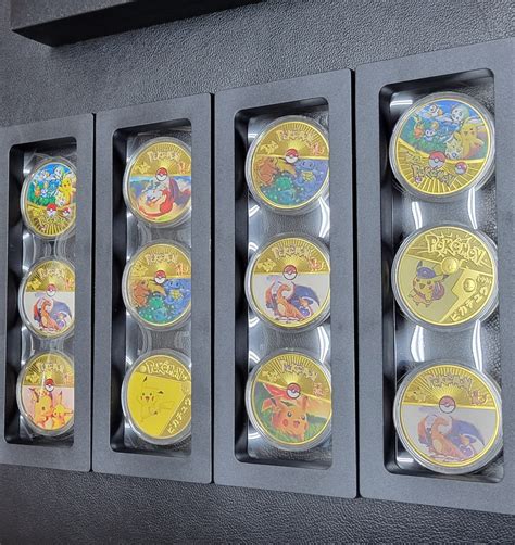 24k Gold Plated Encapsulated Pokémon Coin Set Of 12 Uncirculated Plus