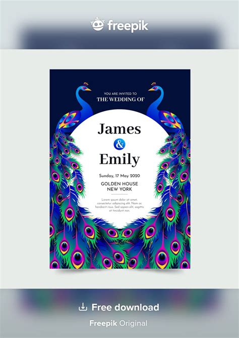 Peacock Feather Wedding Invitation Template