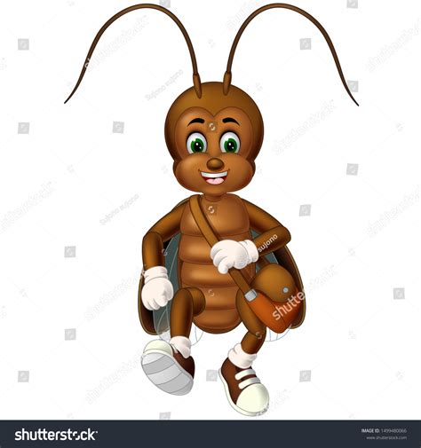 Funny Brown Cockroach Bag Cartoon Your เวกเตอร์สต็อก ปลอดค่าลิขสิทธิ์