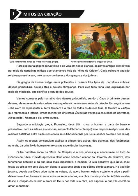 Mitos Da CriaÇÃo Mitologia Cristã Tradições Religiosas Educação