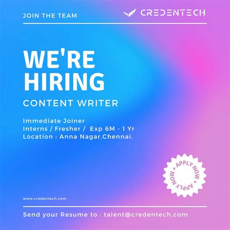 Divyalakshmi S On Linkedin Hiring Contentwriter Credentech
