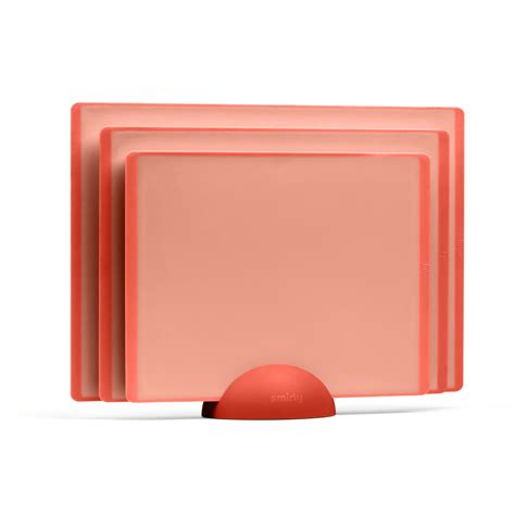 Smirly Plastic Cutting Board Set With Holder Dishwasher Safe Plastic Cutting Boards Set For