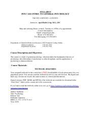 PSYC 1101 General Psychology Course Syllabus Course Hero