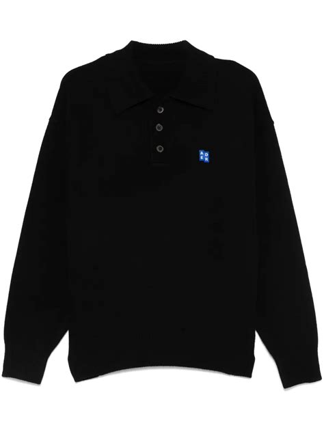 Ader Error TRS Tag Polo Top Black FARFETCH