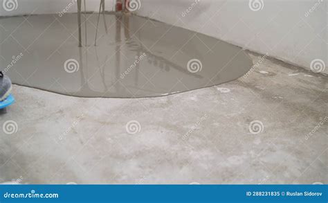 Leveling With A Cement Mixture Of Floors Restoring Or Leveling The Floor In The Apartment By