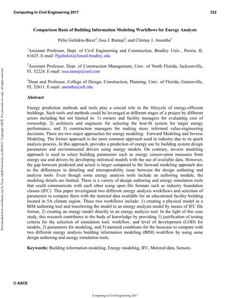 Pdf Comparison Basis Of Building Information Modeling Workflows For Energy Analysis