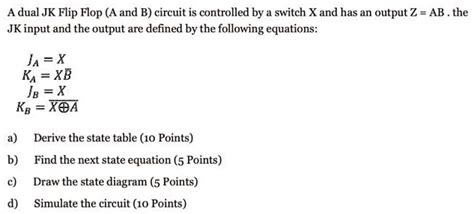 SOLVED A Dual JK Flip Flop A And B Circuit Is Controlled By A Switch X And Has An Output Z