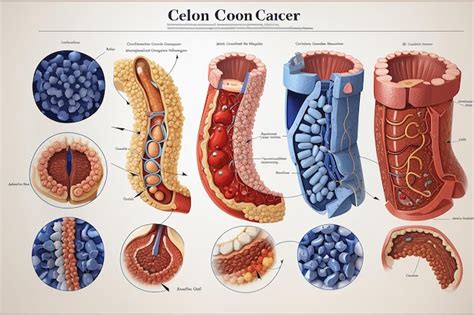 Premium Photo Medical Illustration Of The Different Stages Of Colon Cancer