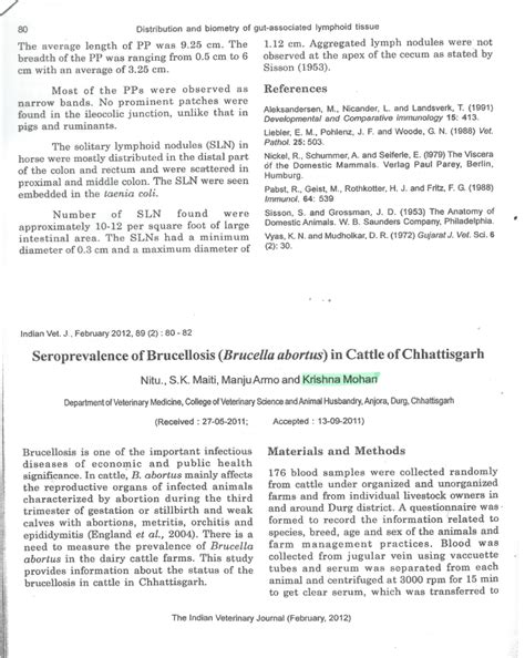Pdf Seroprevalence Of Brucellosis Brucella Abortus In Cattle Of Chhattisgarh India