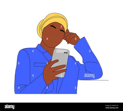 Black Woman Using Mobile Phone Vector Isolated Stock Vector Image And Art Alamy