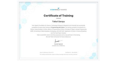 talluri sarayu on linkedin successfully completed the programming with python training from…