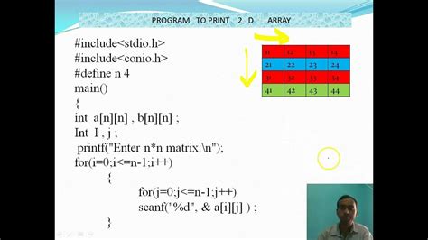 02 Program To Print 2d Array Youtube