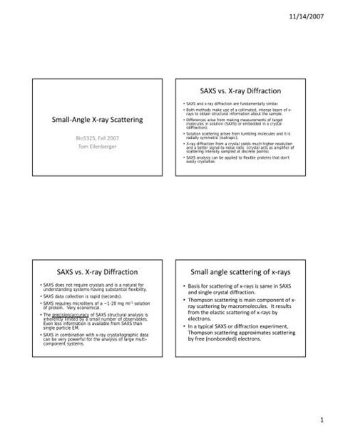 Small Angle X Ray Scattering Saxs Vs X Ray Diffraction Saxs Vs X