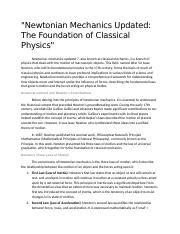 Understanding Newtonian Mechanics Key Principles Explained Course Hero