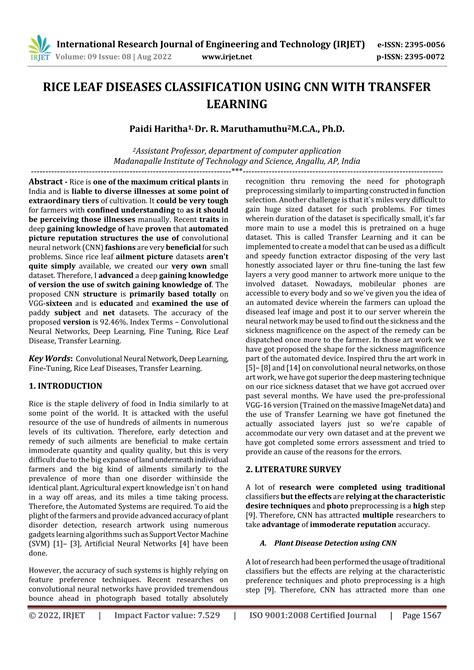 Rice Leaf Diseases Classification Using Cnn With Transfer Learning Pdf Agriculture Industries