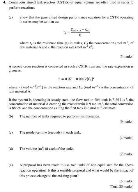 Solved Continuous Stirred Tank Reactors CSTRS Of Equal Chegg