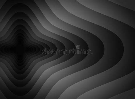 Abstract Unusual Horizontal Illustration Or Banner Of Wavy Gradient Gray And Black Lines That