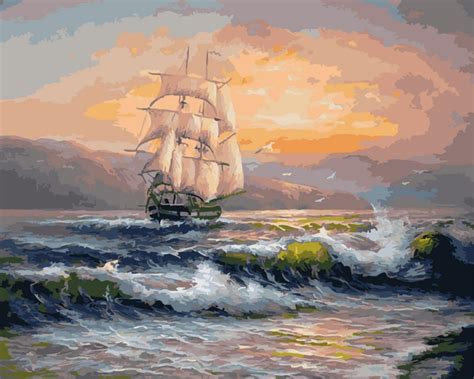 Картина по номерам 40x50 Корабль на волнах Rainbow Art Gx21652 0096 1640 фото отзывы