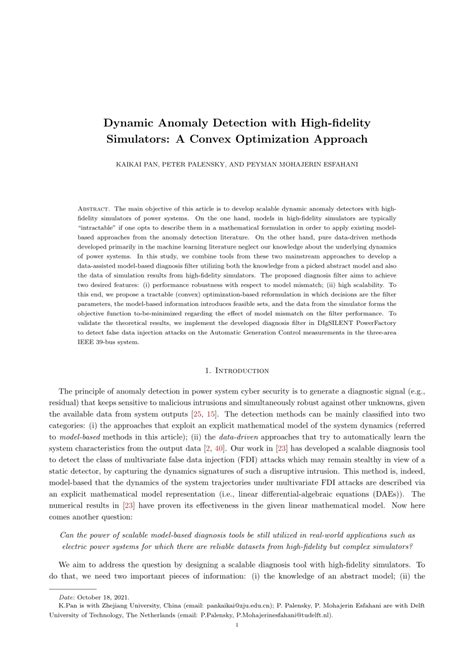 Pdf Dynamic Anomaly Detection With High Fidelity Simulators A Convex