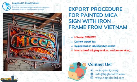 Freight And Duty To Export Painted Mica Sign With Iron Frame From Vietnam
