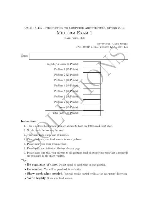 Computer Architecture Midterm1 Cmu Pdf Instruction Set Central