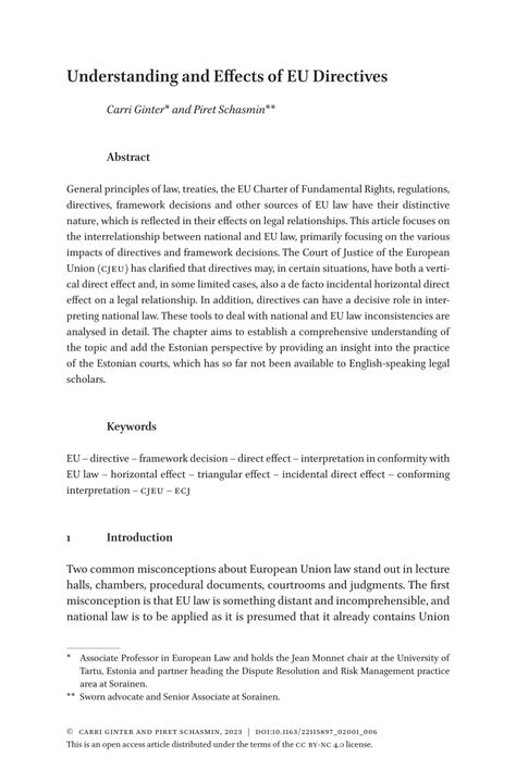 Pdf Understanding And Effects Of Eu Directives