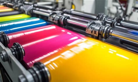 Closeup Of Colorful Ink Rollers On An Offset Printing Premium Ai