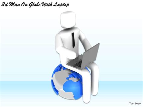 D Man On Globe With Laptop Ppt Graphics Icons Powerpoint PowerPoint Presentation