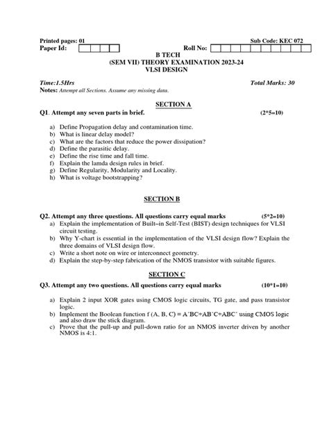 2nd Sessional Vlsi Design Pdf