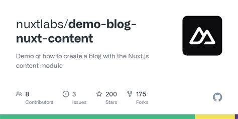 Github Nuxtlabsdemo Blog Nuxt Content Demo Of How To Create A Blog