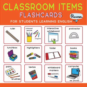 Classroom Objects Flash Cards By Bluwren Teachers Pay Teachers