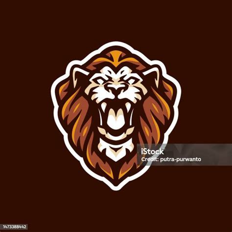 사나운 사자 머리 마스코트 로고 디자인 만화 사자 머리 아이콘 그림 갈기에 대한 스톡 벡터 아트 및 기타 이미지 갈기 고양
