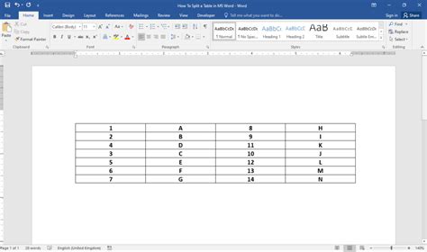 How To Vertically Split A Table In MS Word OfficeBeginner
