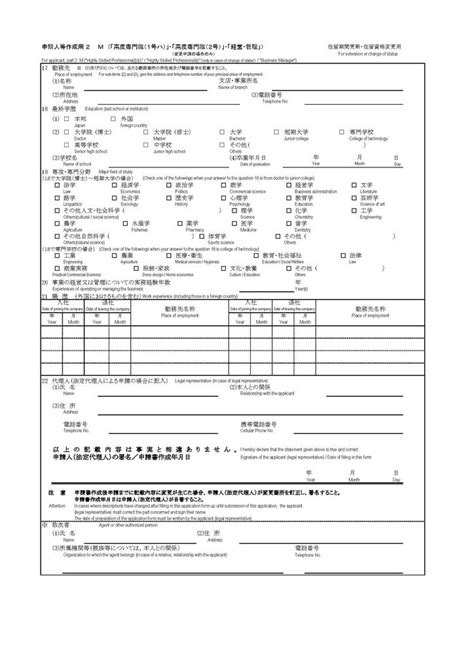 経営管理ビザの在留資格変更許可申請書の書き方と記載例