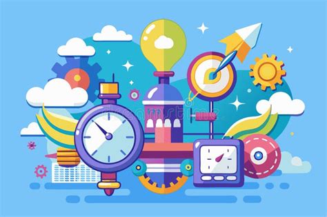 A Vibrant Design Showcases Clocks Gears And Balloons Symbolizing The Fleeting Nature Of Time