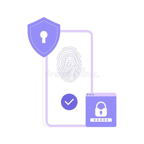 Fingerprint Recognition With Digital Security Elements In Flat Vector Illustration Symbolizing