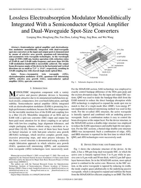 Pdf Semiconductor Optical Amplifier Monolithically Integrated With An Electroabsorption