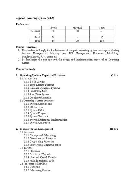 Applied Operating System Pdf Scheduling Computing Thread
