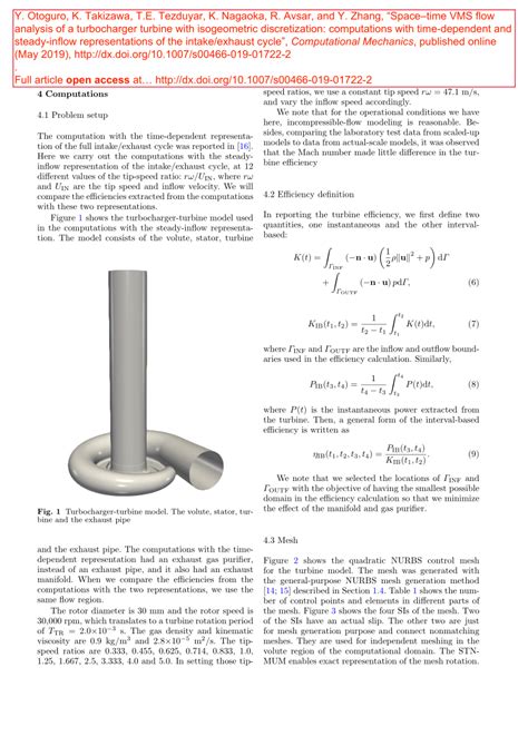 pdf space time vms flow analysis of a turbocharger turbine with