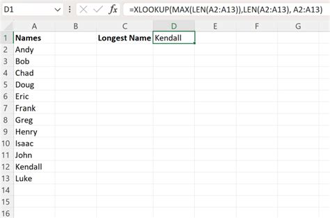 Excel How To Find Longest String In Column