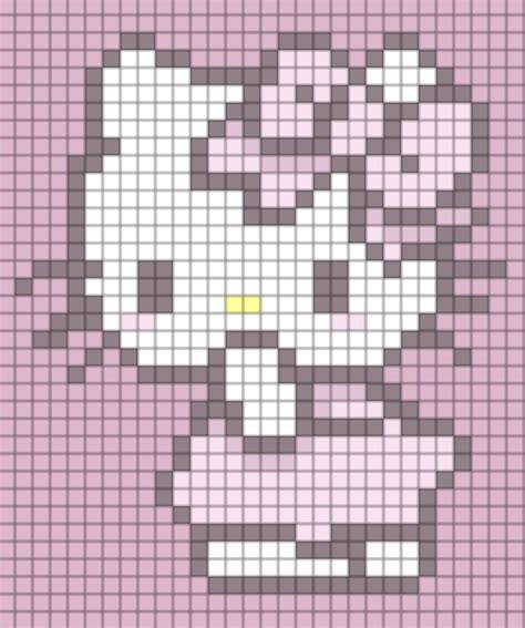 Hello Kitty Pink Cute Pixel Art In 2025 Pixel Art Easy Pixel Art Hello Kitty