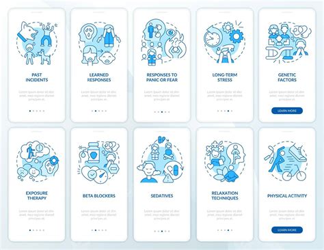 Mobile App Screen Set For Blue Onboarding Phobia Treatment Vector Form Welcome Tutorial Png